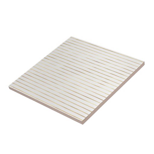 Elegant White Gold Double Lines Ceramic Tile | Zazzle
