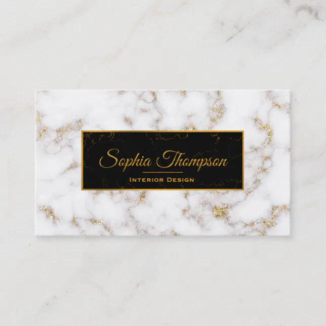 Elegant White Gold Marble Name - Business Card | Zazzle