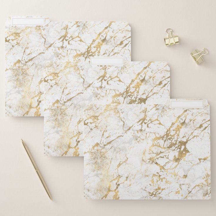 Elegant White Gold Marble Pattern File Folder | Zazzle