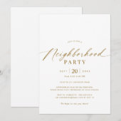 Elegant White & Gold Neighborhood Gathering Party Invitation | Zazzle