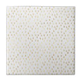 Elegant White Gold Raindrops Ceramic Tile | Zazzle