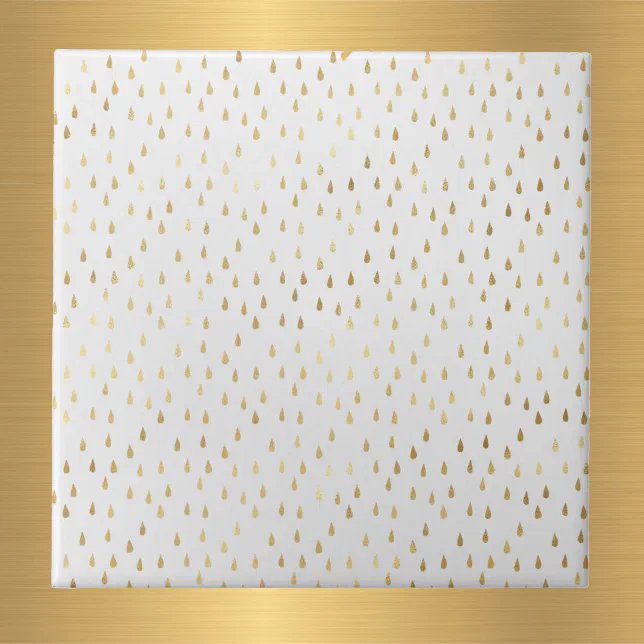 Elegant White Gold Raindrops Ceramic Tile | Zazzle