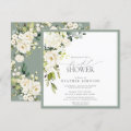 Elegant White Gray Green Watercolor Bridal Shower Invitation | Zazzle