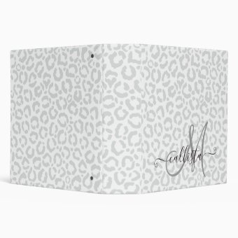 Elegant White Gray Leopard Cheetah Animal Print 3 Ring Binder | Zazzle