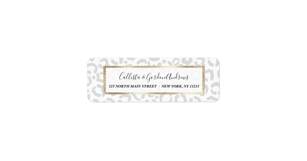 Elegant White Gray Leopard Cheetah Animal Print Label | Zazzle