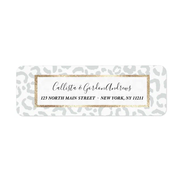 Elegant White Gray Leopard Cheetah Animal Print Label | Zazzle