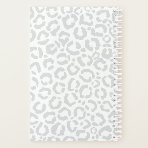 Elegant White Gray Leopard Cheetah Animal Print Planner | Zazzle