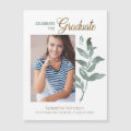 Elegant White Green Leaves Graduation Photo | Zazzle