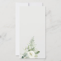 Elegant White Greenery Floral Wedding Menu Card | Zazzle