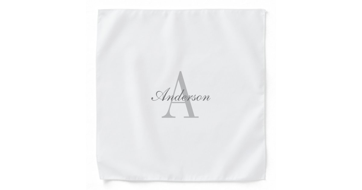 Elegant White & Grey Monogram Bandana | Zazzle