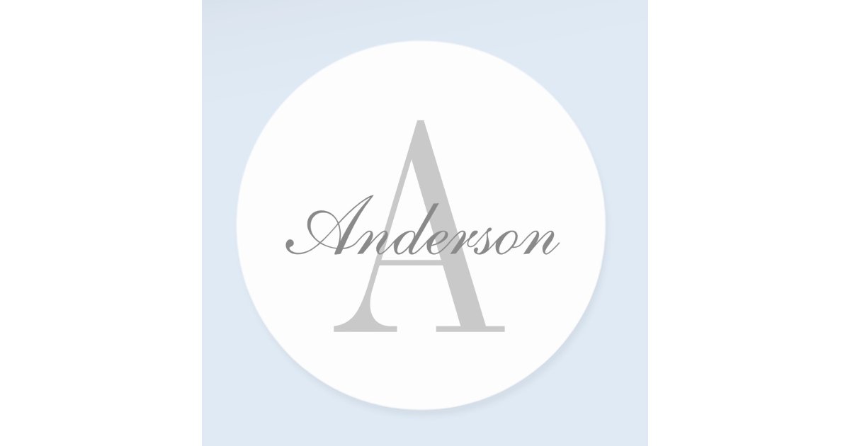 Elegant White & Grey Monogram Classic Round Sticker | Zazzle