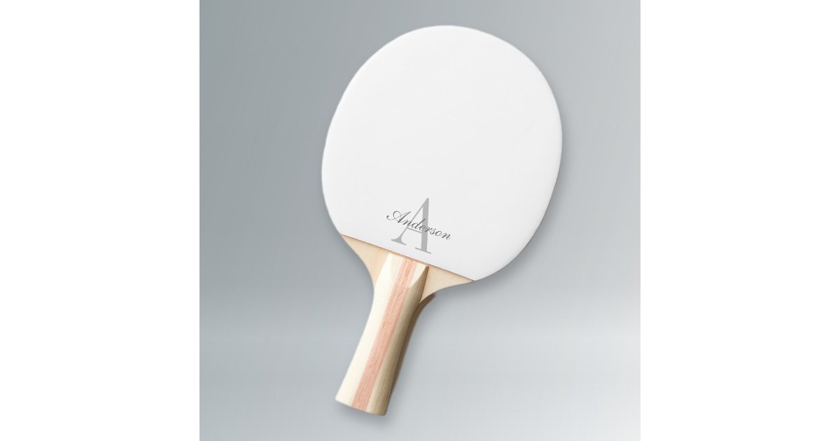 Elegant White & Grey Monogram Ping Pong Paddle | Zazzle