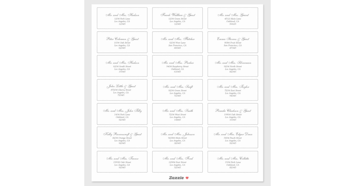 Elegant White Guest Address Labels | Zazzle