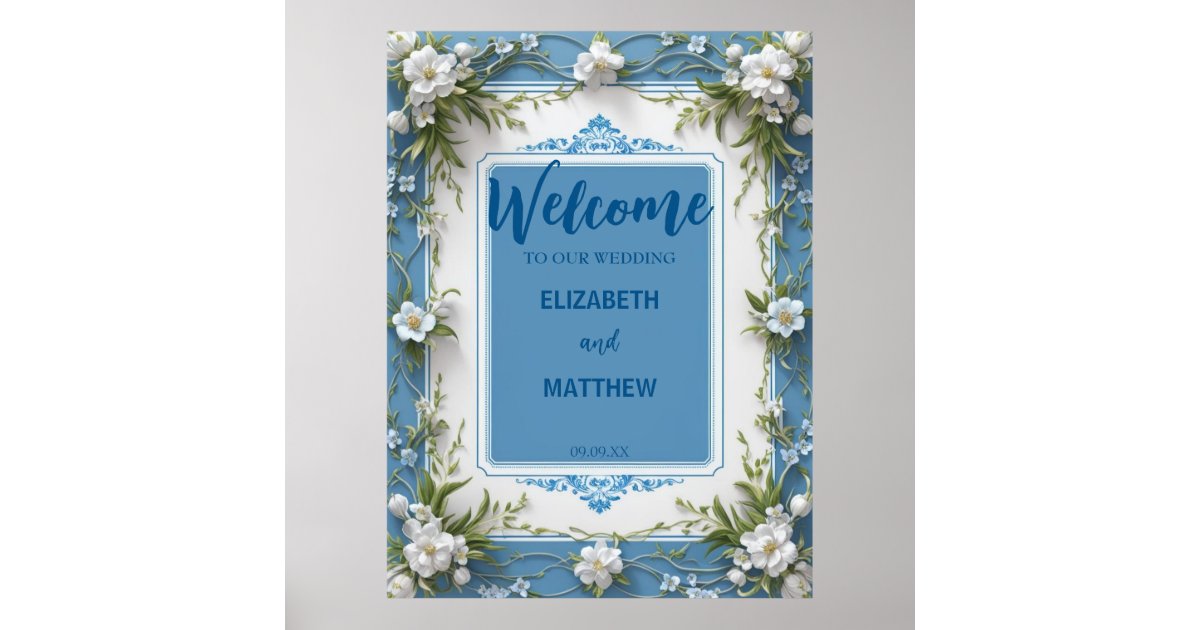 Elegant white Hydrangea flower rustic Wedding Poster | Zazzle