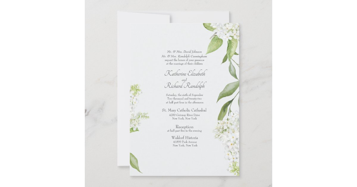 Elegant White Hydrangea Wedding Invitation | Zazzle