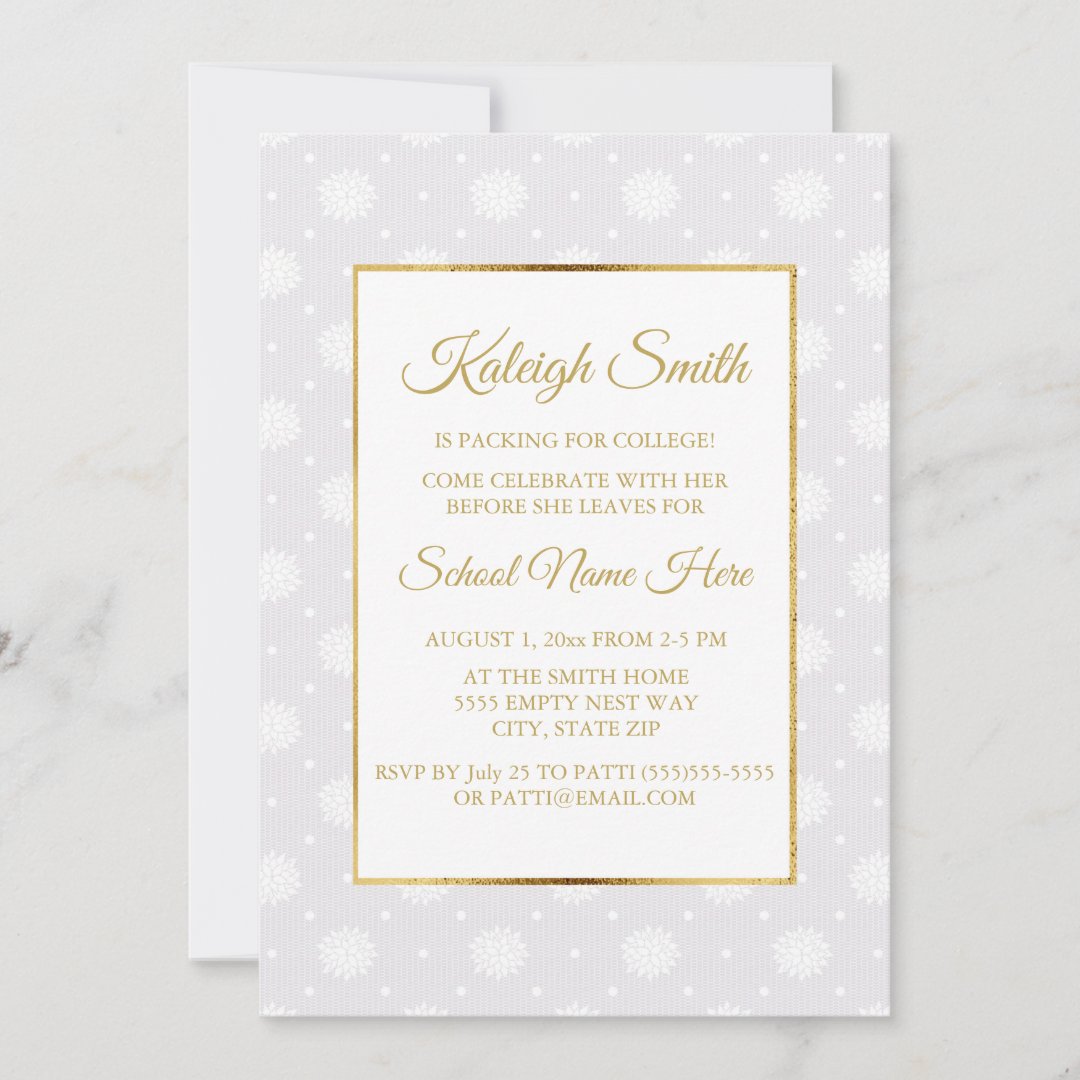 Elegant White Lace and Gold Trunk Party Invite | Zazzle