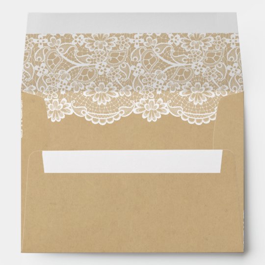 Elegant White Lace Pattern Kraft Wedding 5x7 Envelope | Zazzle.com