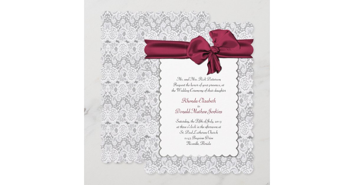 Elegant White Lace Wedding Invitation | Zazzle