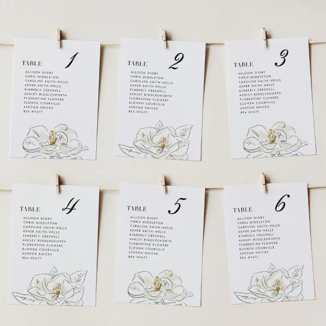 Elegant White Magnolia Wedding Seating Chart | Zazzle