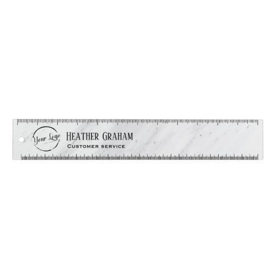 Elegant white marble custom logo ruler | Zazzle.com