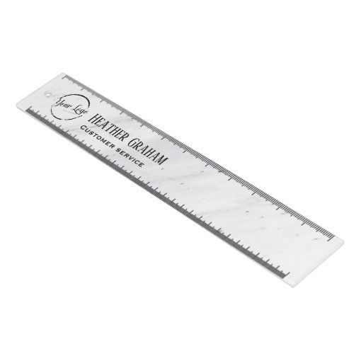 Elegant white marble custom logo ruler | Zazzle