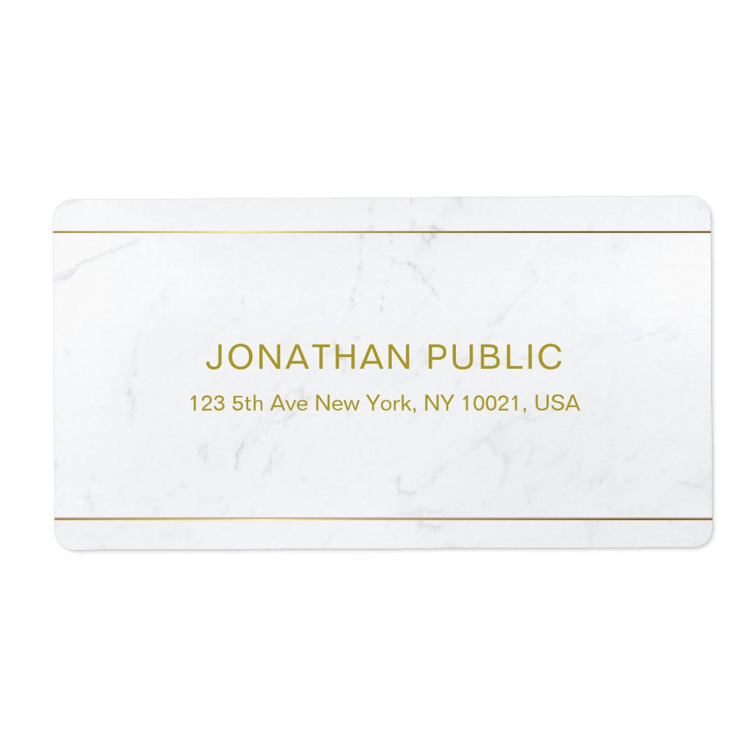 Elegant White Marble Gold Text Simple Top Shipping Label | Zazzle