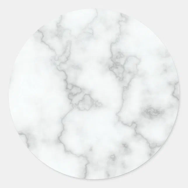 Elegant White Marble Look Classic Round Sticker | Zazzle