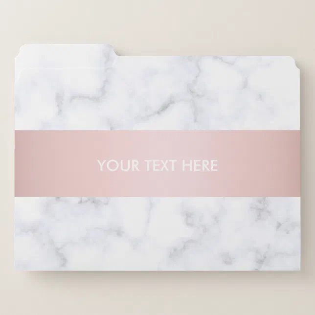 elegant white marble rose gold faux strip file folder | Zazzle