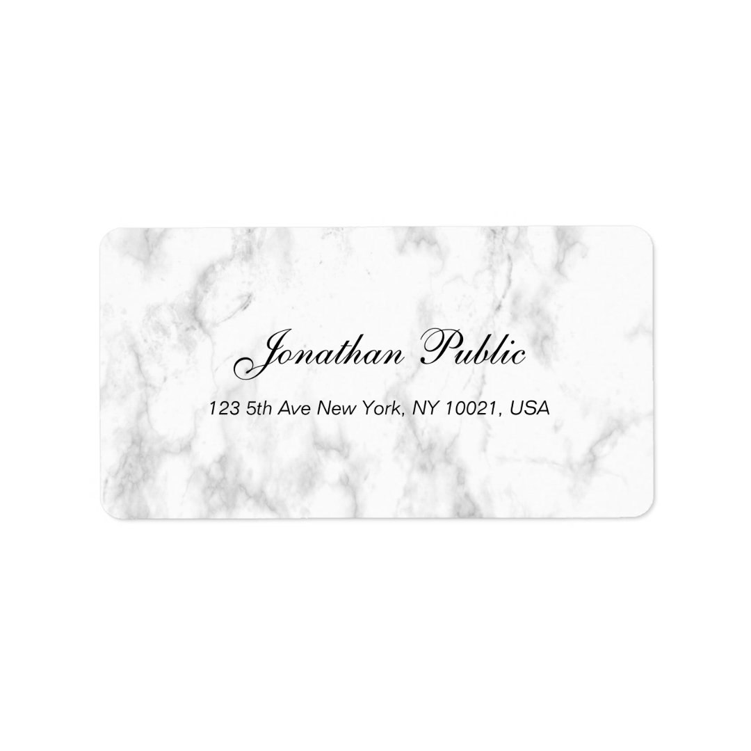 Elegant White Marble Script Luxury Professional Label | Zazzle