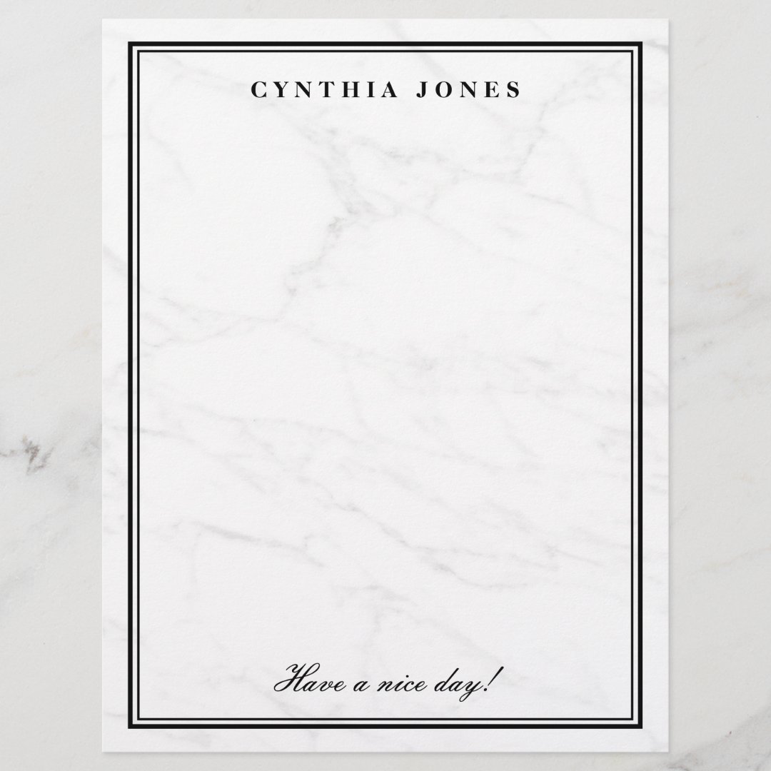 Elegant white marble stone custom writing paper | Zazzle