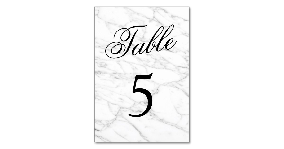 Elegant white marble stone wedding table numbers | Zazzle