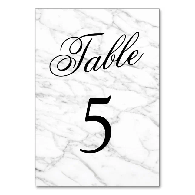 Elegant white marble stone wedding table numbers | Zazzle