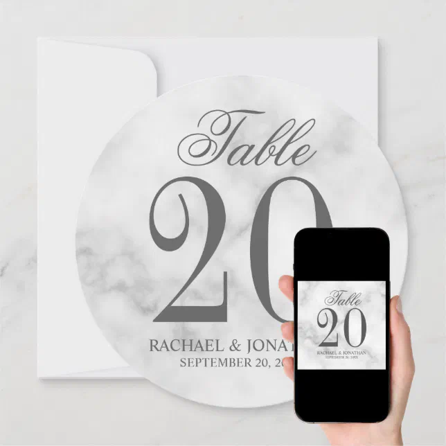 Elegant White Marble Wedding Round Table Number | Zazzle