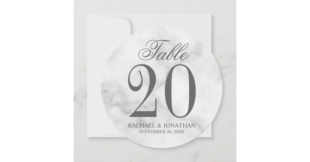 Elegant White Marble Wedding Round Table Number | Zazzle