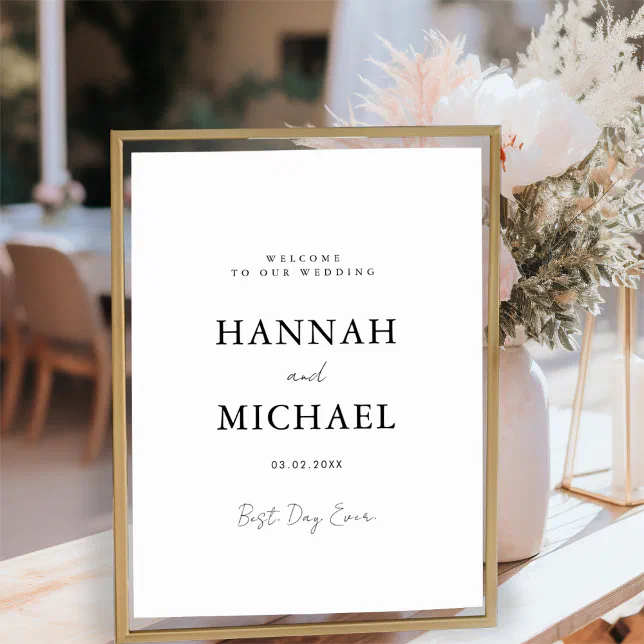 Elegant, White, Minimal Wedding Welcome Poster | Zazzle