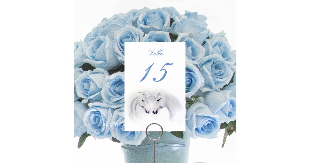 Elegant White Minimalist Unicorn Horses Wedding Table Number | Zazzle