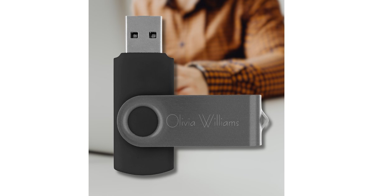 Elegant White Monogram | Stylish Modern Minimalist Flash Drive | Zazzle