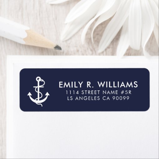 Elegant White Nautical Anchor Label | Zazzle