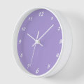 Elegant White Numbers | Classic Pastel Purple Clock | Zazzle