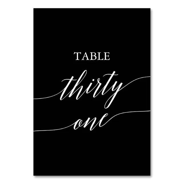 Elegant White on Black Table Number Thirty One | Zazzle