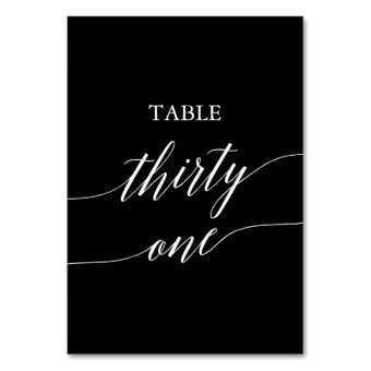 Elegant White on Black Table Number Thirty One | Zazzle