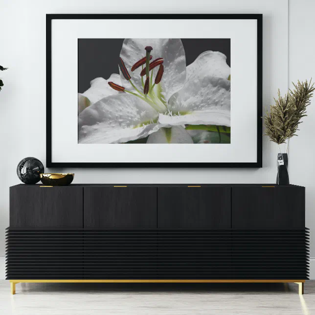 Elegant White Oriental Lily Floral Poster | Zazzle