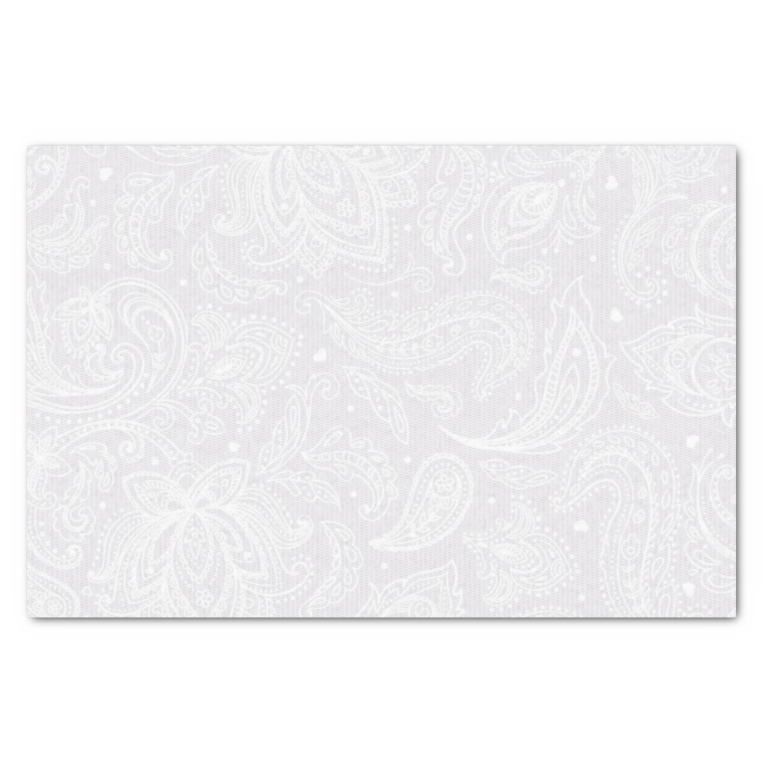 Elegant White Paisley Lace Tissue Paper | Zazzle