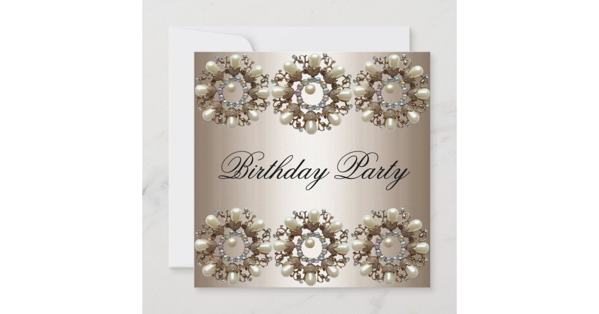 Elegant White Pearl Birthday Invitation | Zazzle