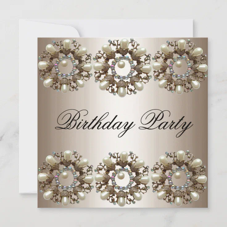 Elegant White Pearl Birthday Invitation | Zazzle