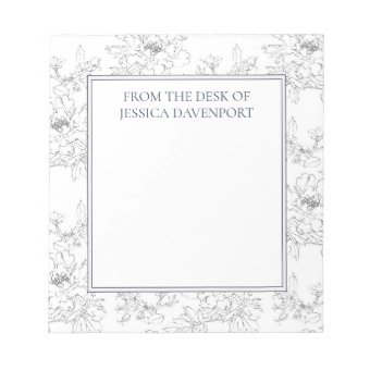 Elegant White Pencil Hand Drawn Flowers From Desk Notepad | Zazzle