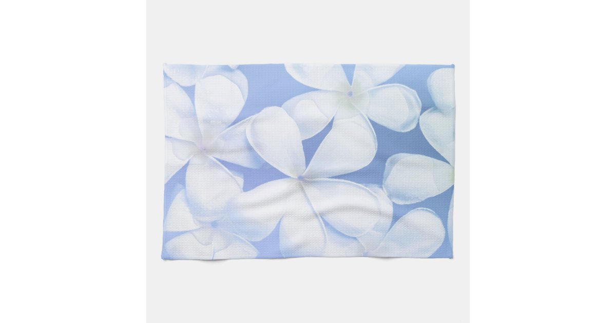 Elegant White Periwinkle Floral | Kitchen Towel | Zazzle