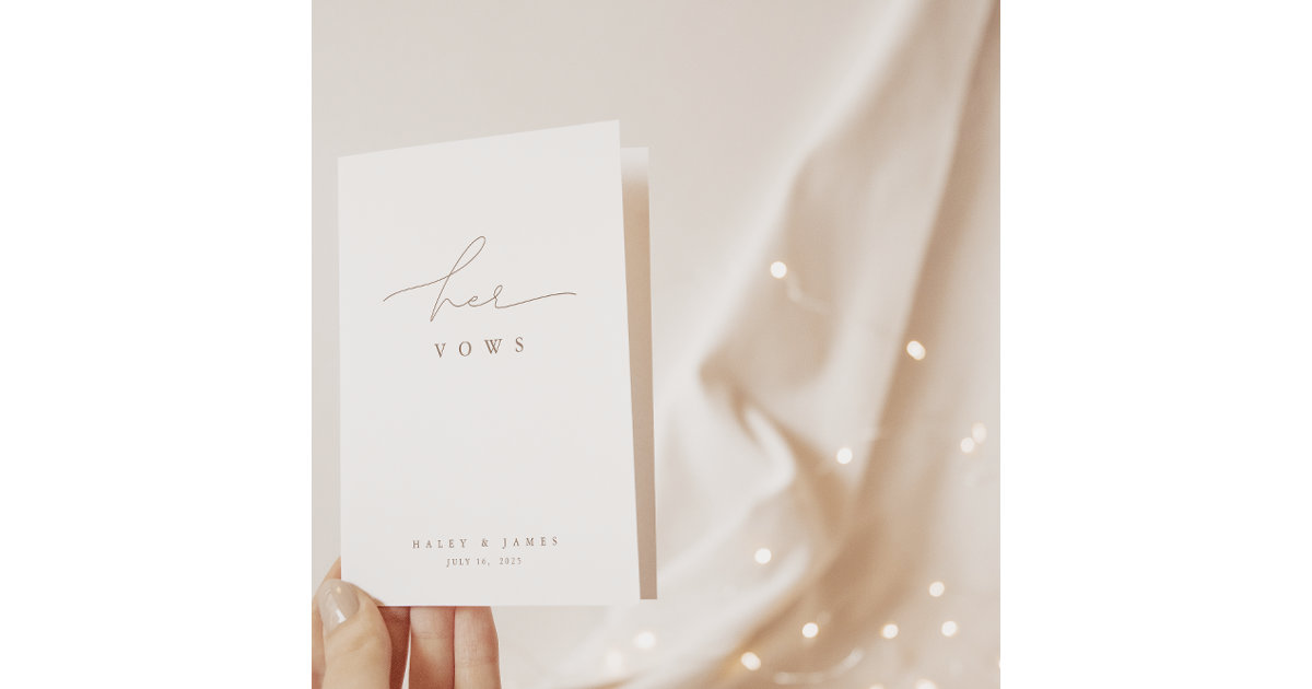 Elegant White Photo Wedding Her Vows Card | Zazzle