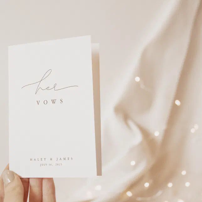 Elegant White Photo Wedding Her Vows Card | Zazzle