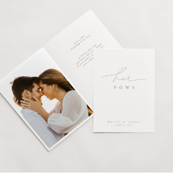 Elegant White Photo Wedding Her Vows Card | Zazzle